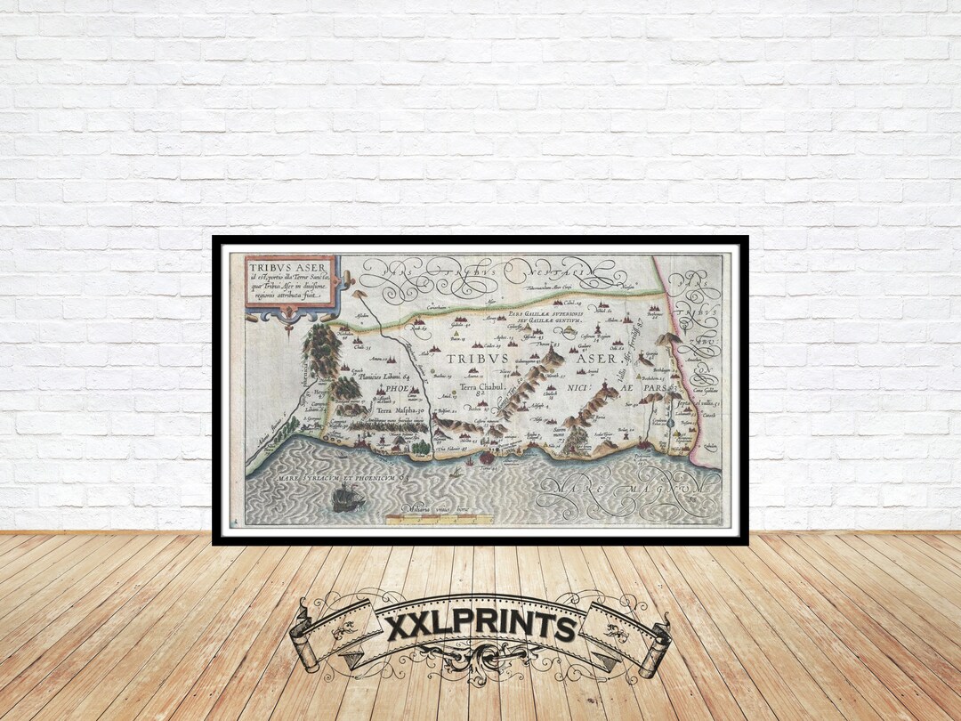 Asher Tribe Map Print: 1590 Israel, Western Galilee Fine Art ...
