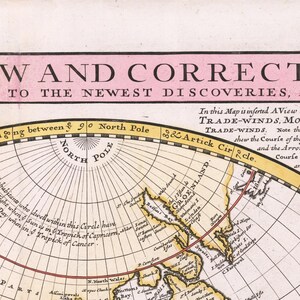 Old Map of the World, 1715, Rare Map, Ancient, Fine Reproduction, Large ...