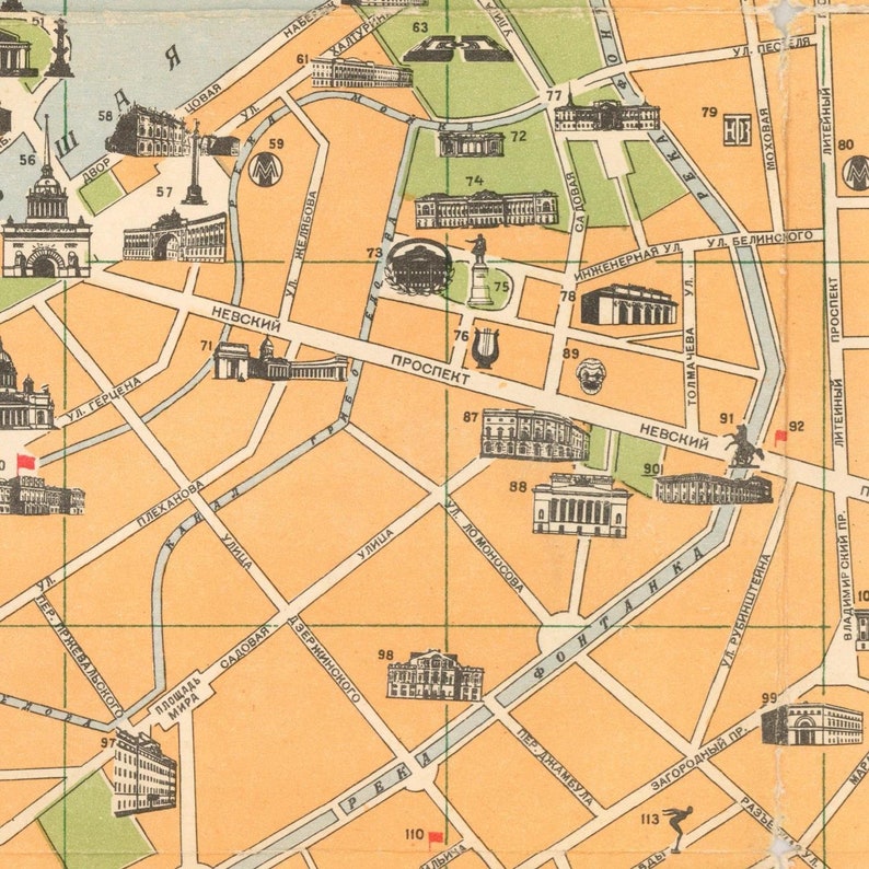 Leningrad Map Print: 1958 City Plan, Fine Art Reproduction - Etsy