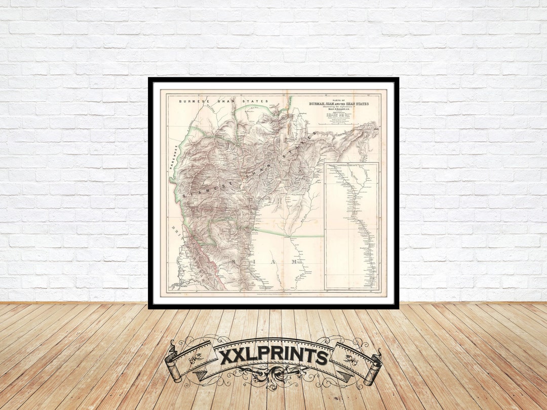 Myanmar Thailand Map Print: 1886 Antique Fine Art Reproduction - Etsy