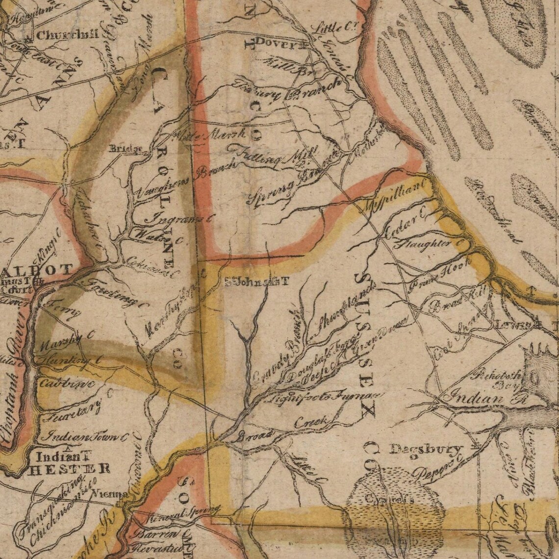 Delmarva Peninsula Map Print: 1779 Chesapeake & Delaware Bay ...