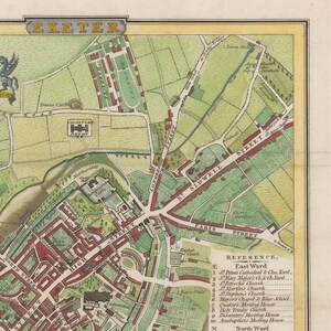 Old Map of Exeter, 1805, City Plan, Very Rare, Antique Map, United ...