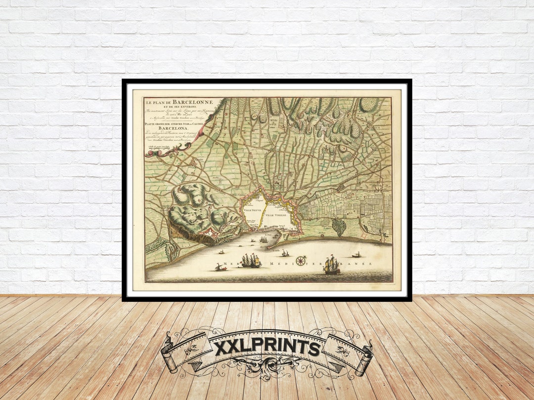 Ancient Barcelona Map Print, 1706: Fine Art Reproduction - Etsy