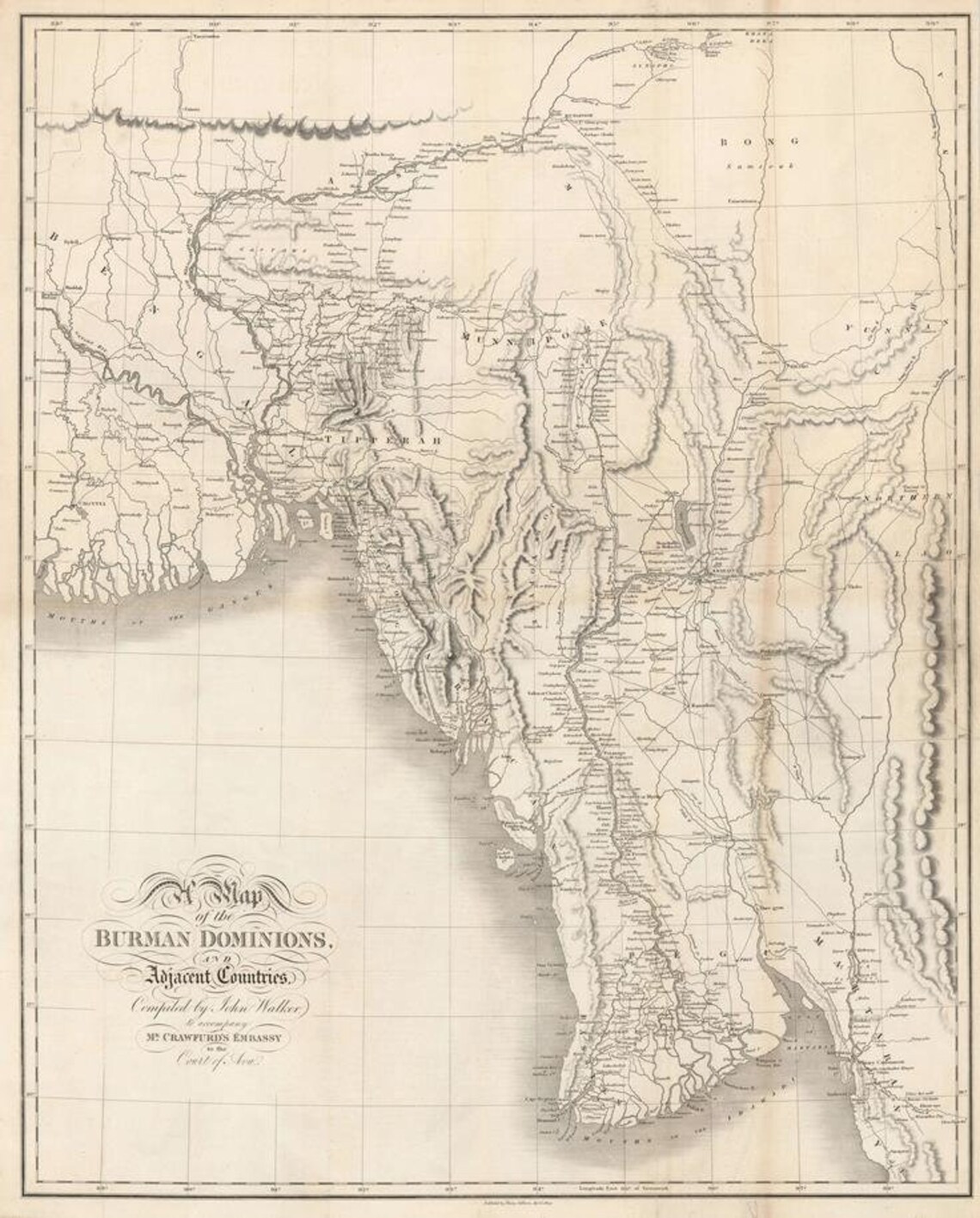 Old Map of Myanmar 1829 Antique Map of Burma Rare Fine - Etsy