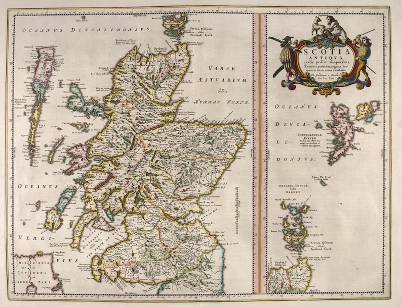 Ancient map of Scotland 1654 old map of Scotland antique | Etsy