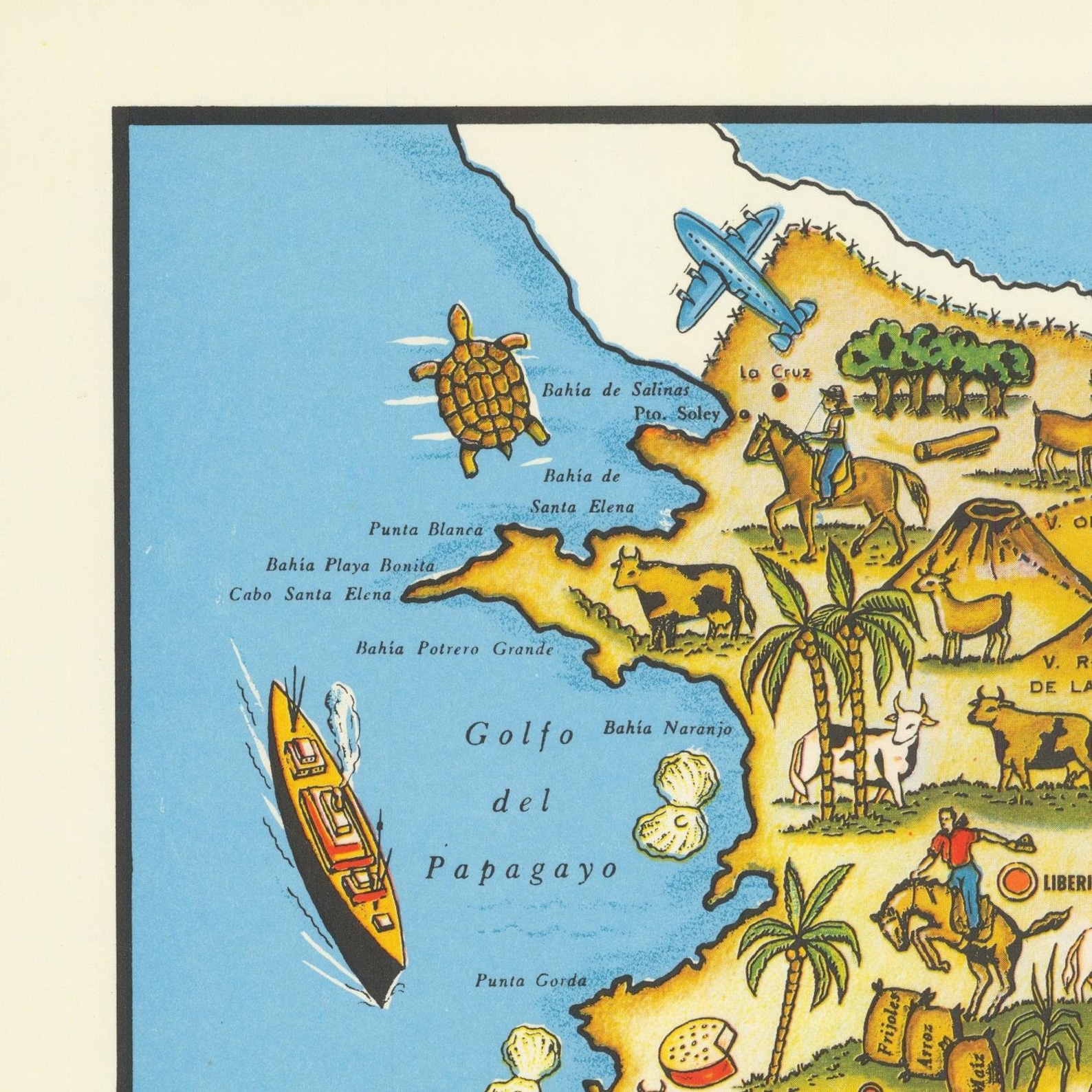 Old Pictorial Map of Costa Rica 1950 Fine Reproduction - Etsy