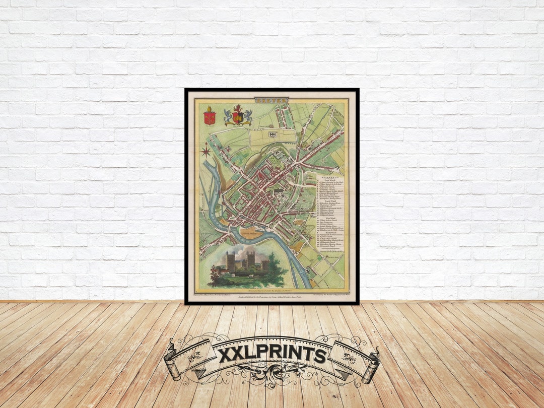 Old Map of Exeter, 1805, City Plan, Very Rare, Antique Map, United ...