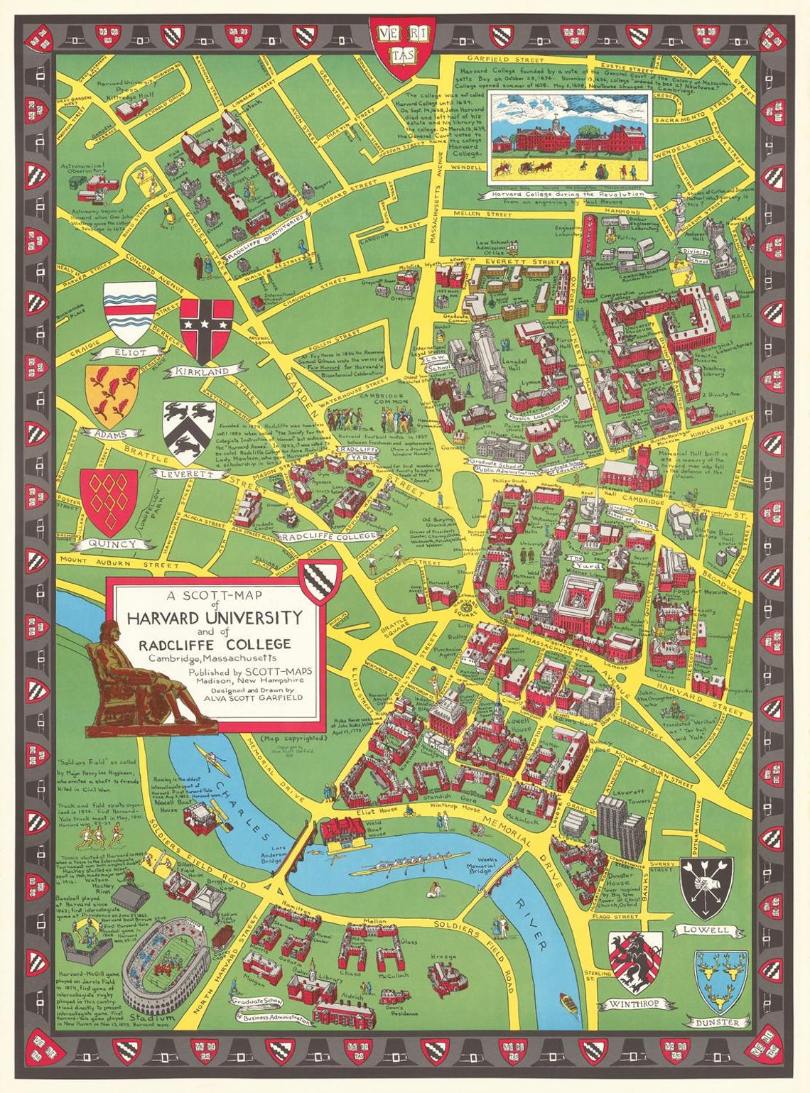 Harvard University Map Print: 1959 Pictorial Campus Art - Etsy