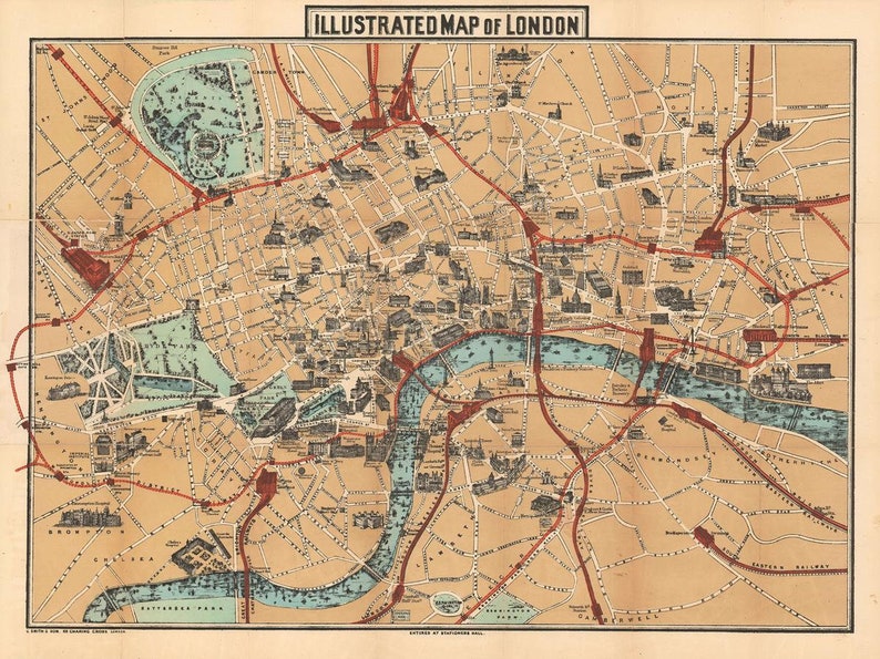 Antique London Map Print: 1887 Reproduction, Fine Art Decor - Etsy