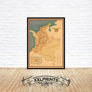 Old Pictorial Map of Colombia, 1950 - Fine Art Print - Etsy