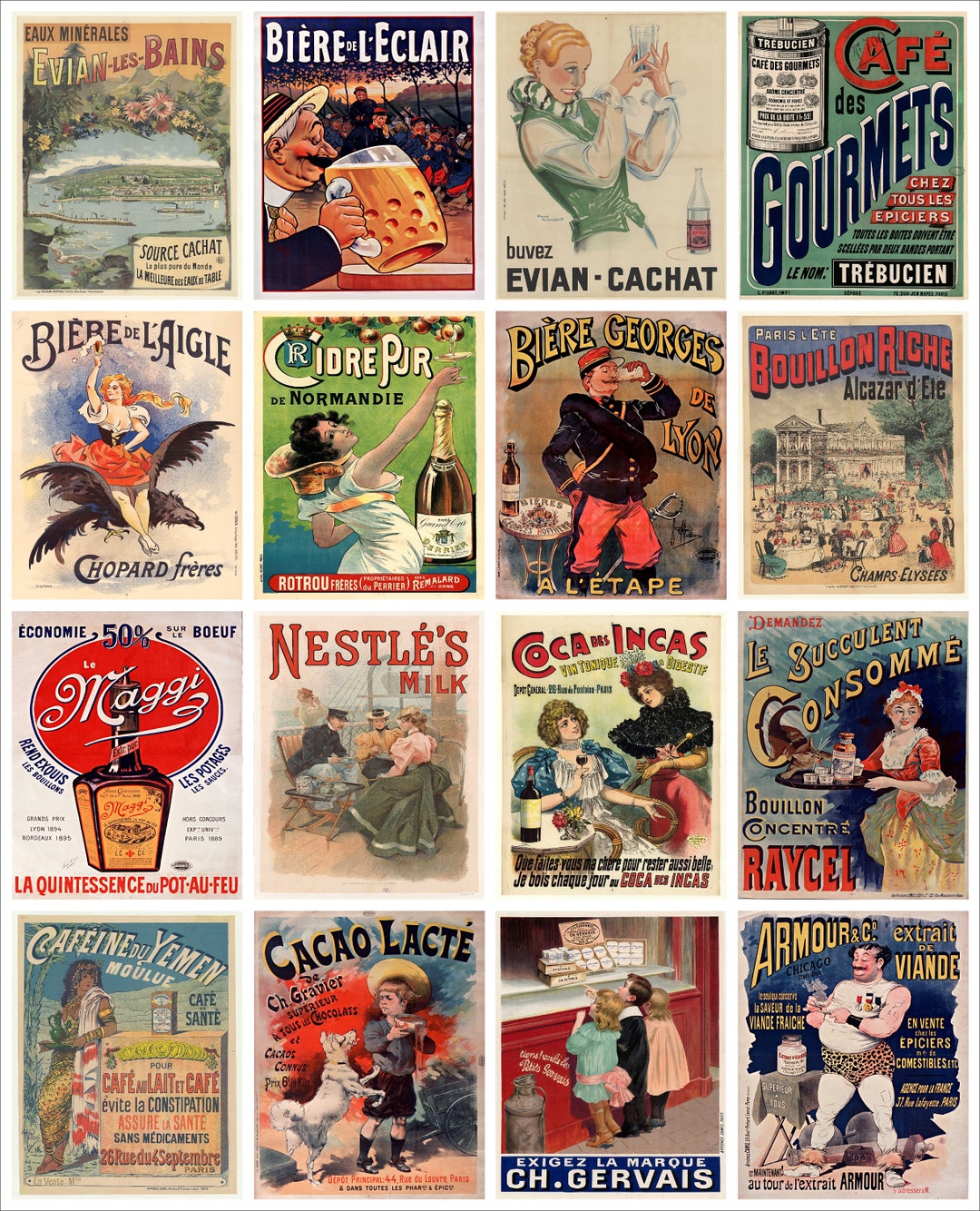Vintage French Advertising Posters: Bar, Pub, Coffee Shop Prints (16x20 ...