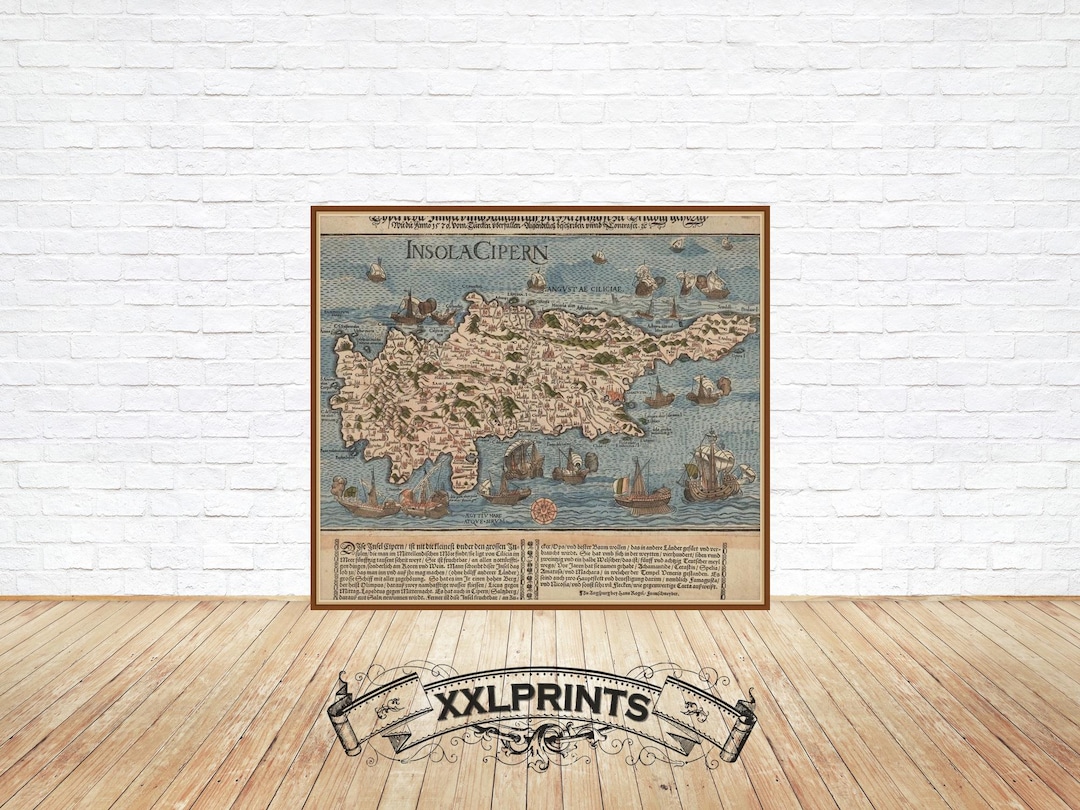 Ancient Map of Cyprus Print: 1570 Rare Reproduction, Antique Decor - Etsy