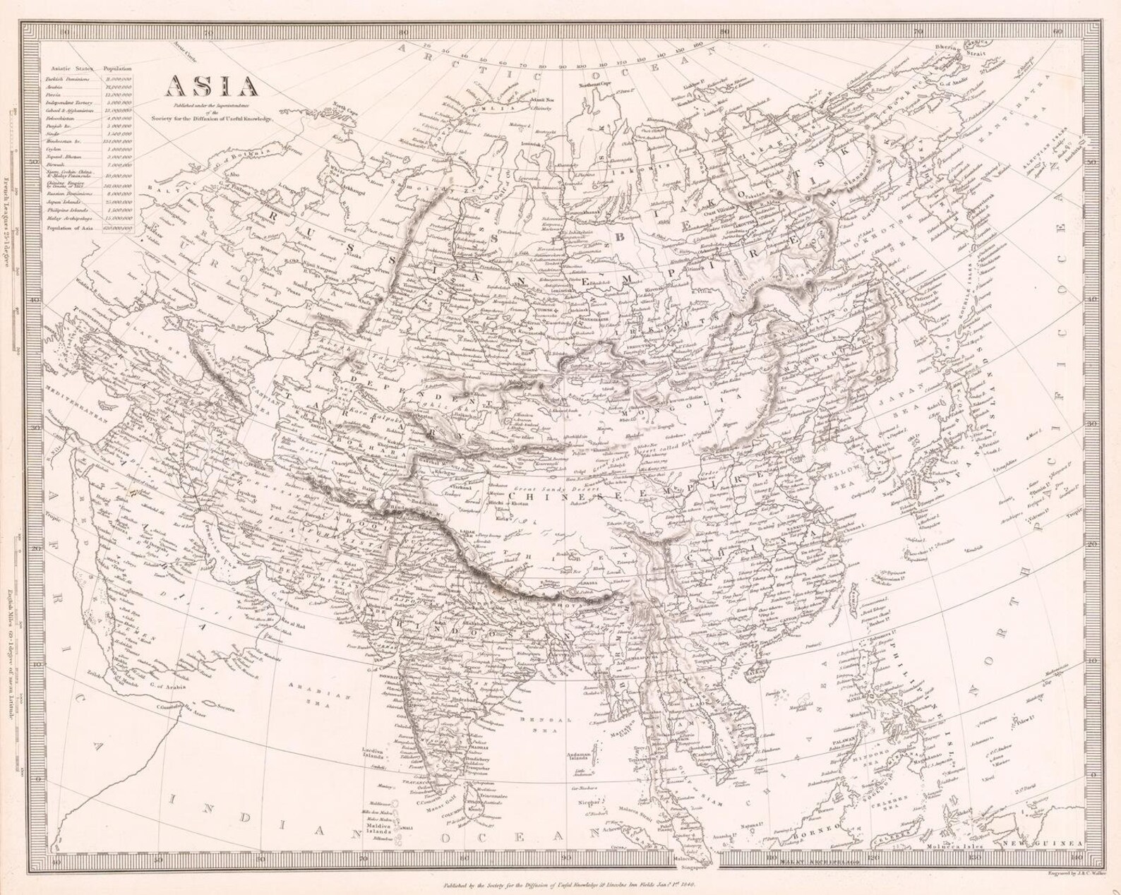 Old Map of Asia 1840 Antique Map Fine Reproduction Large - Etsy