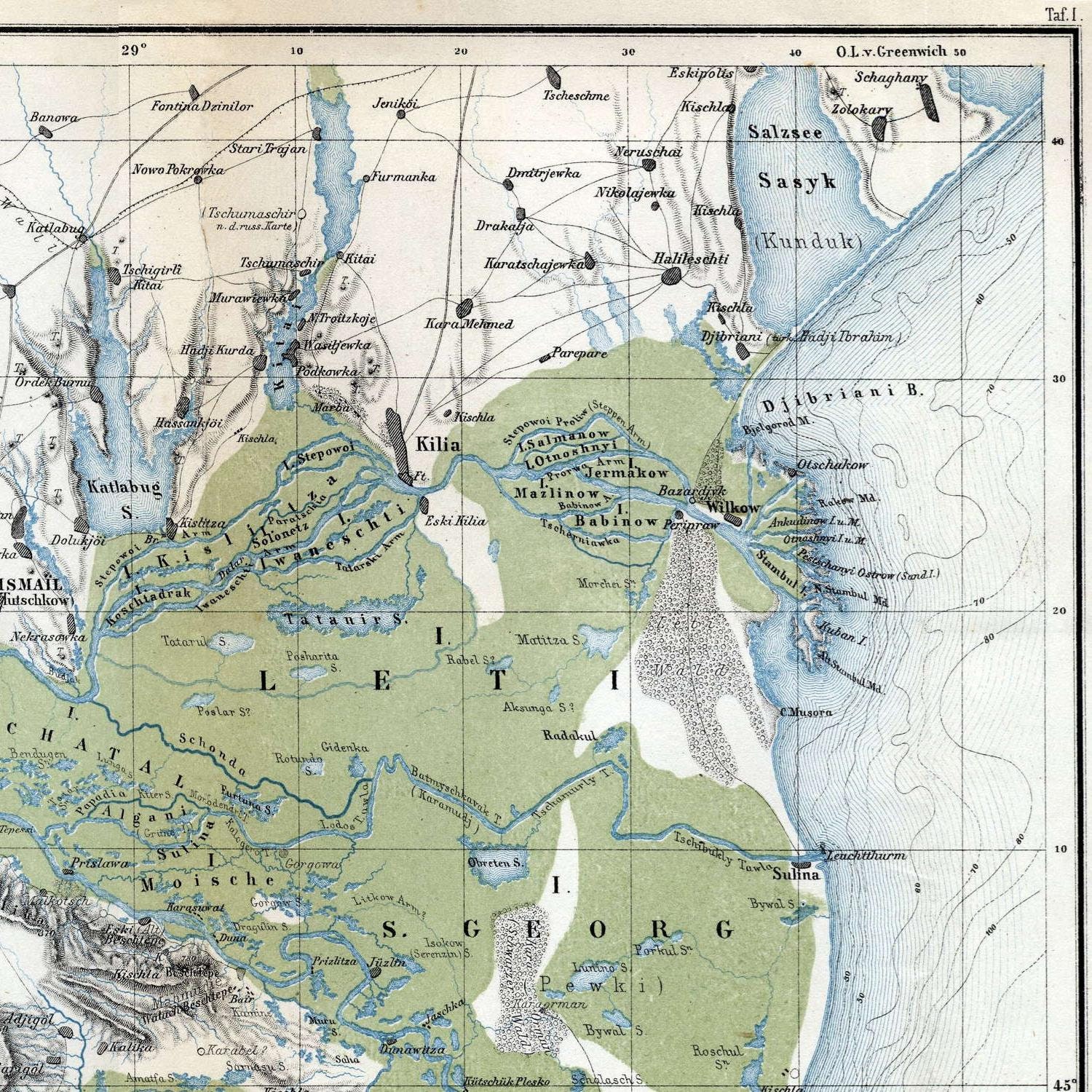 Danube Delta Map Print: 1865 Romania, Lower Danube Fine Art - Etsy UK