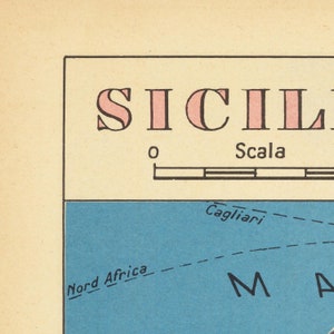 Sicily Map Print: 1961 Pictorial Fine Art Reproduction - Etsy