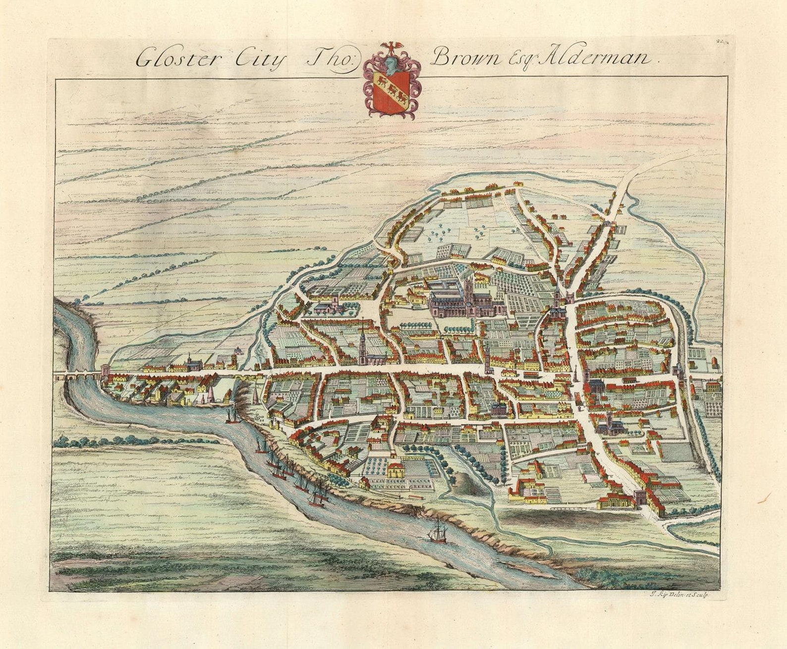 Gloucester England Map Print: 1724 Antique City Plan Reproduction - Etsy