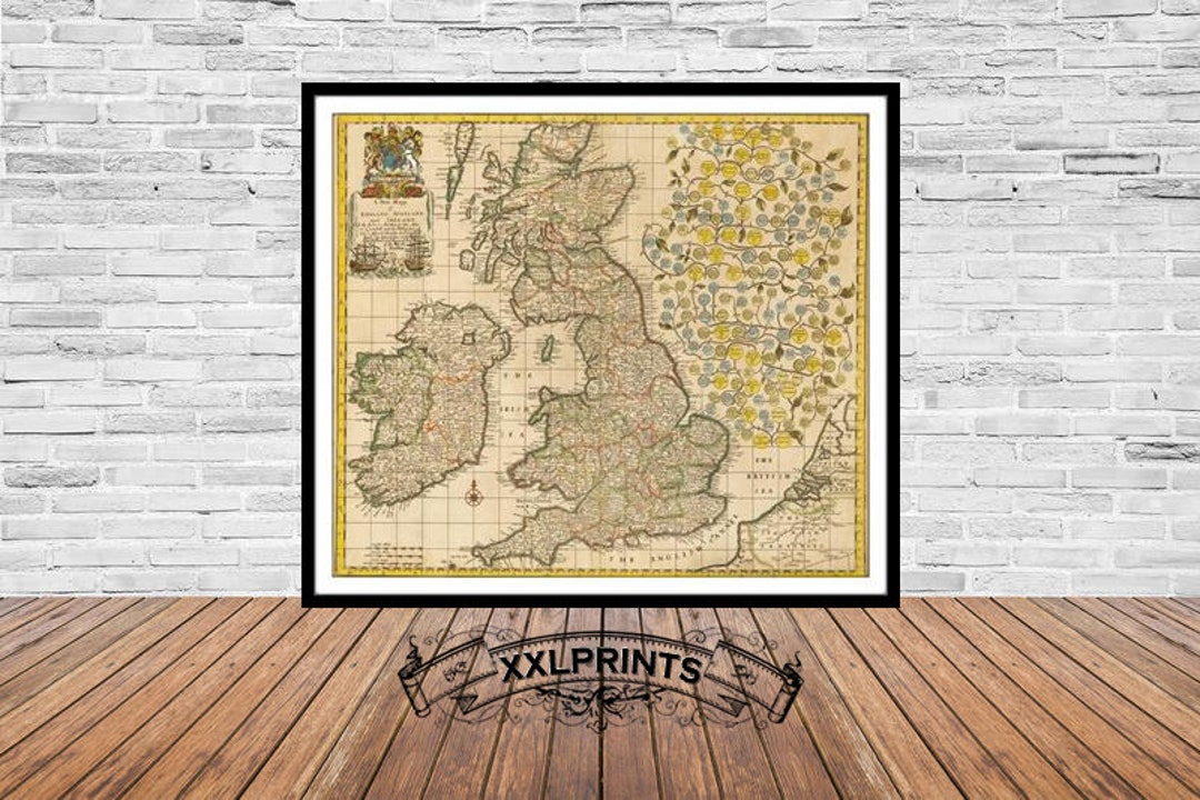 Old Map of England, Scotland, Ireland: 1687 Fine Art Print - Etsy