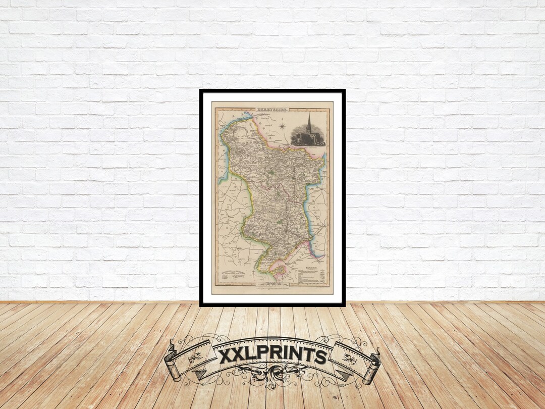 Antique Derbyshire Map Print: 1840s United Kingdom County Art - Etsy