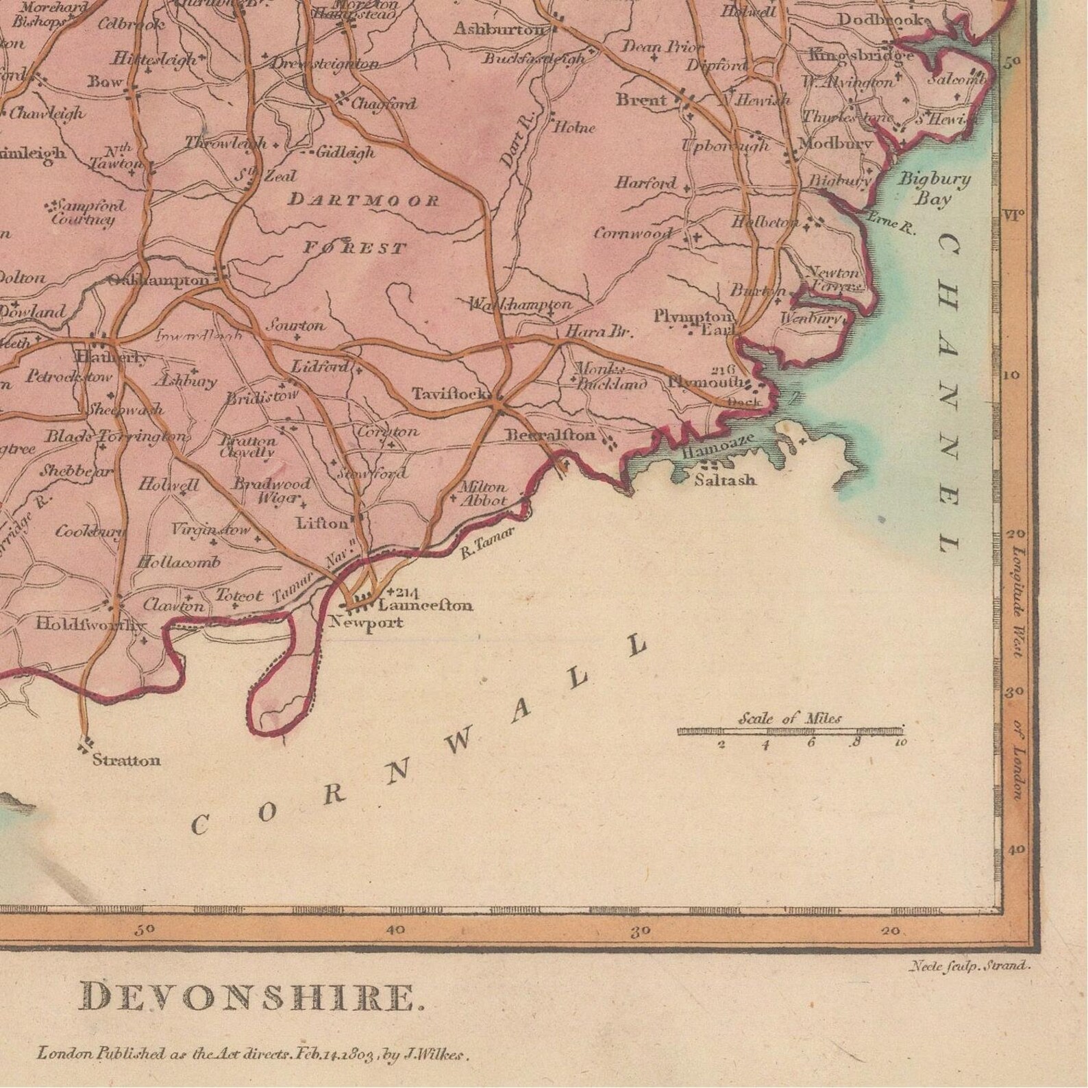 Old Map of Devonshire 1803 Rare Antique Map United - Etsy