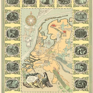1940 Netherlands War Map: Pictorial Fine Art Print - Etsy