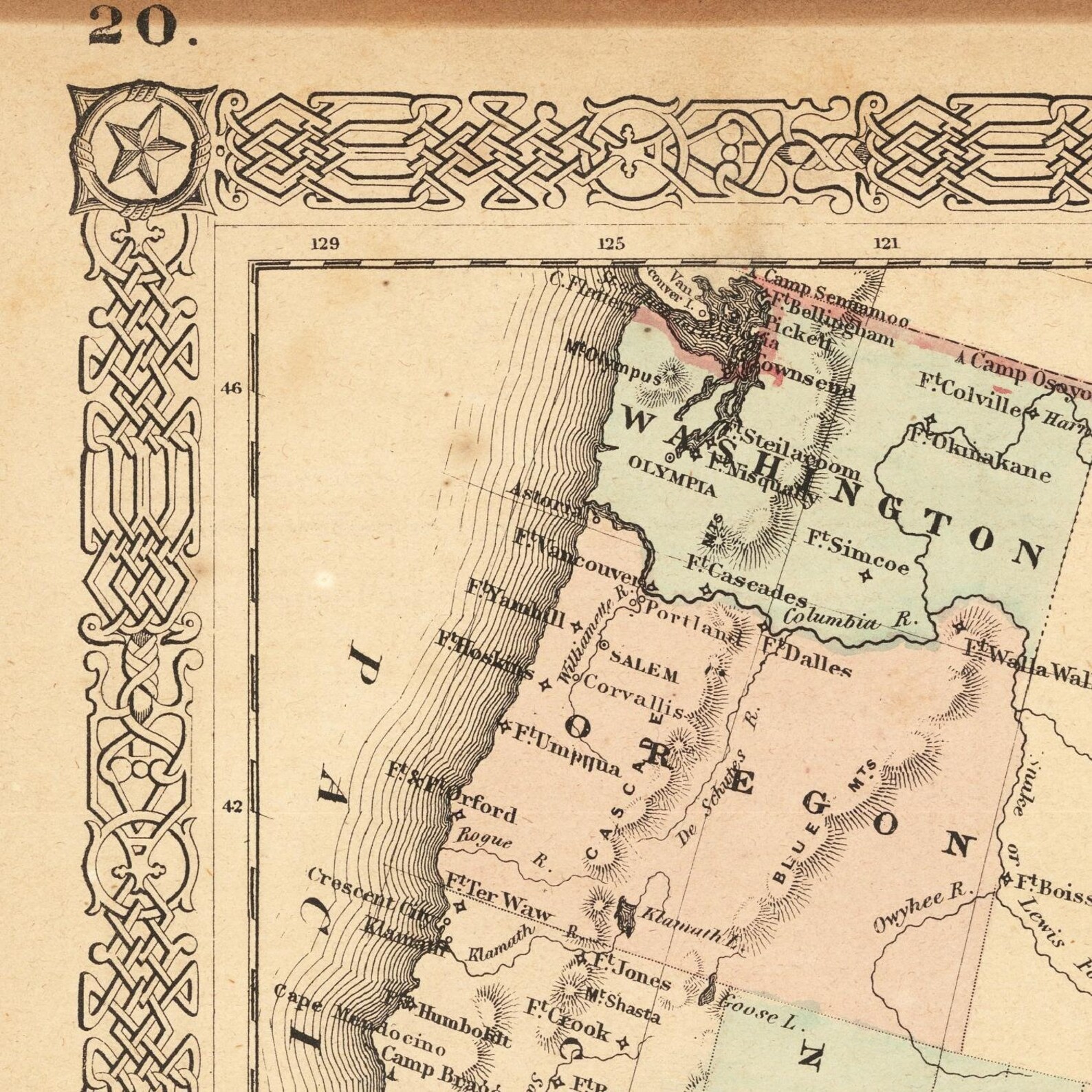 Old military map of The United States Forts 1864 antique | Etsy