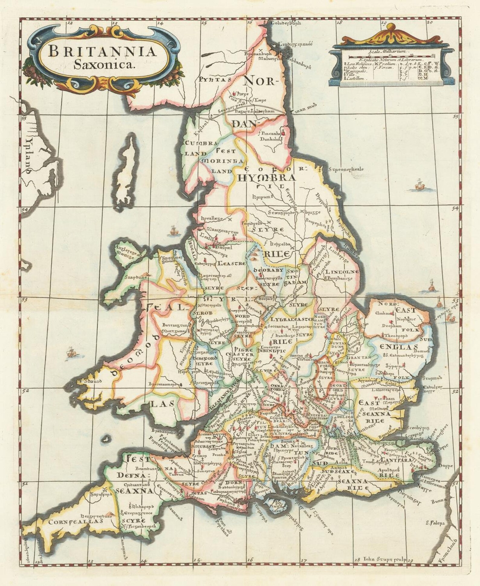 Ancient Map of Britannia Saxonica 1695 Extremely Rare Fine - Etsy