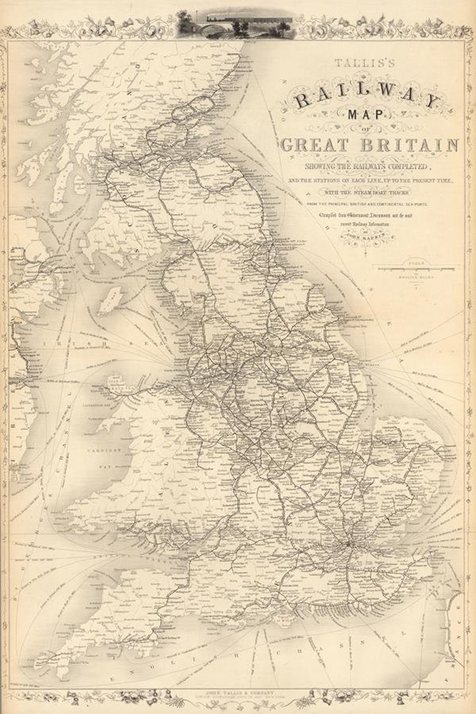 Old Railway Map of Great Britain 1851 Rare Map Fine | Etsy