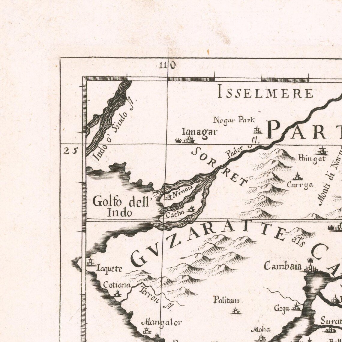 Old Map of India 1683 Rare Map Antique Fine Reproduction | Etsy
