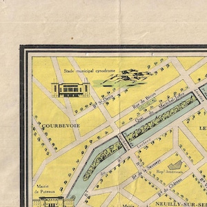 Antique Paris Map Print: 1920s Reproduction, Large Fine Art - Etsy