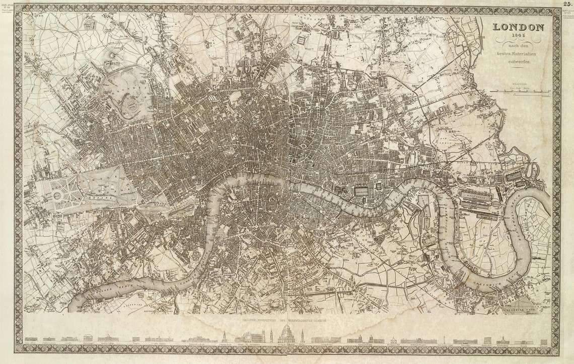 Antique London Map Print: 1845 Fine Art Reproduction - Etsy