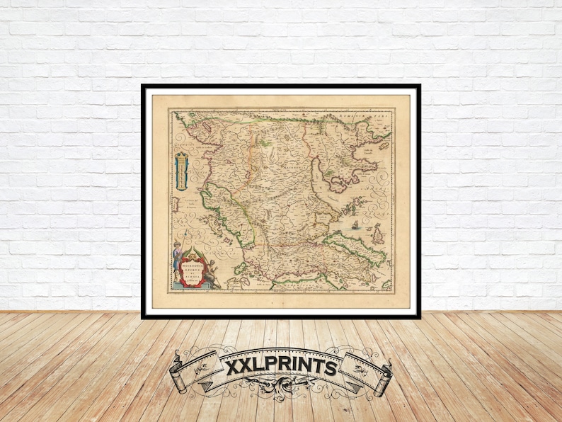 Old Map Of Macedonia 1659 Rare Map Fine Reproduction Large Etsy
