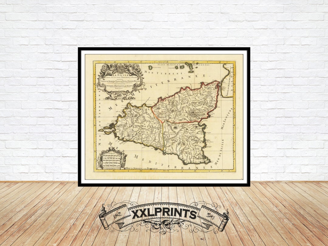 Sicily Map Print: 1692 Ancient Reproduction, Large Fine Art - Etsy UK