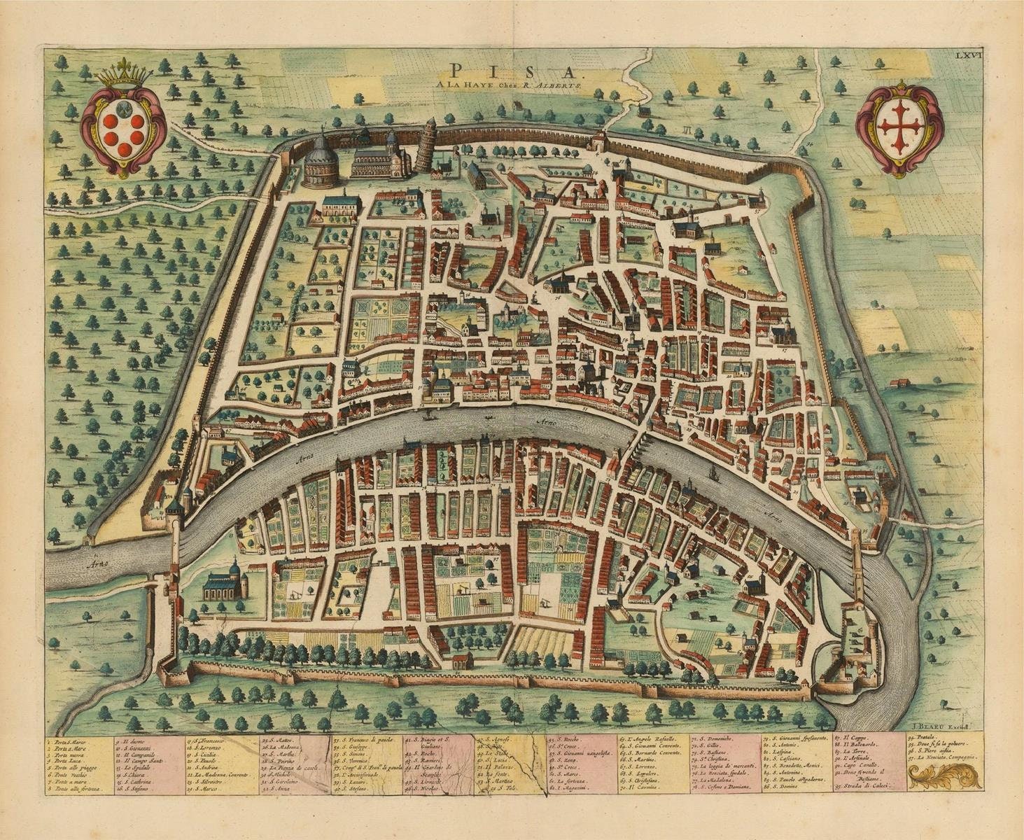 Pisa Map Print: 1660 Ancient City Plan, Fine Art Reproduction - Etsy