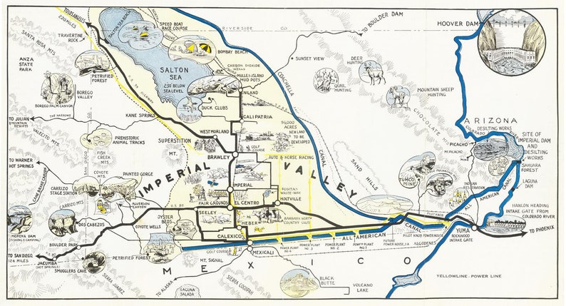 Old Pictorial Map of Imperial Valley 1935 Fine Reproduction - Etsy