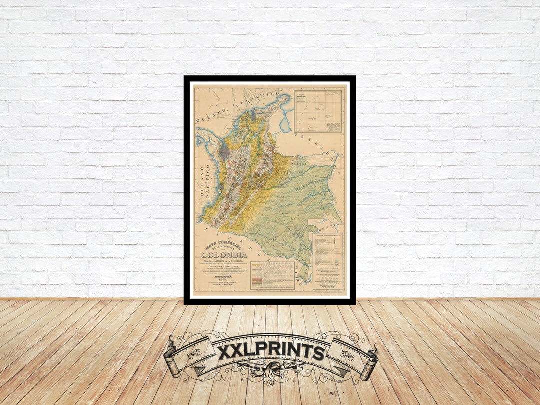 Old Map of Colombia, 1931, Fine Reproduction, Large Map, Fine Art Print ...