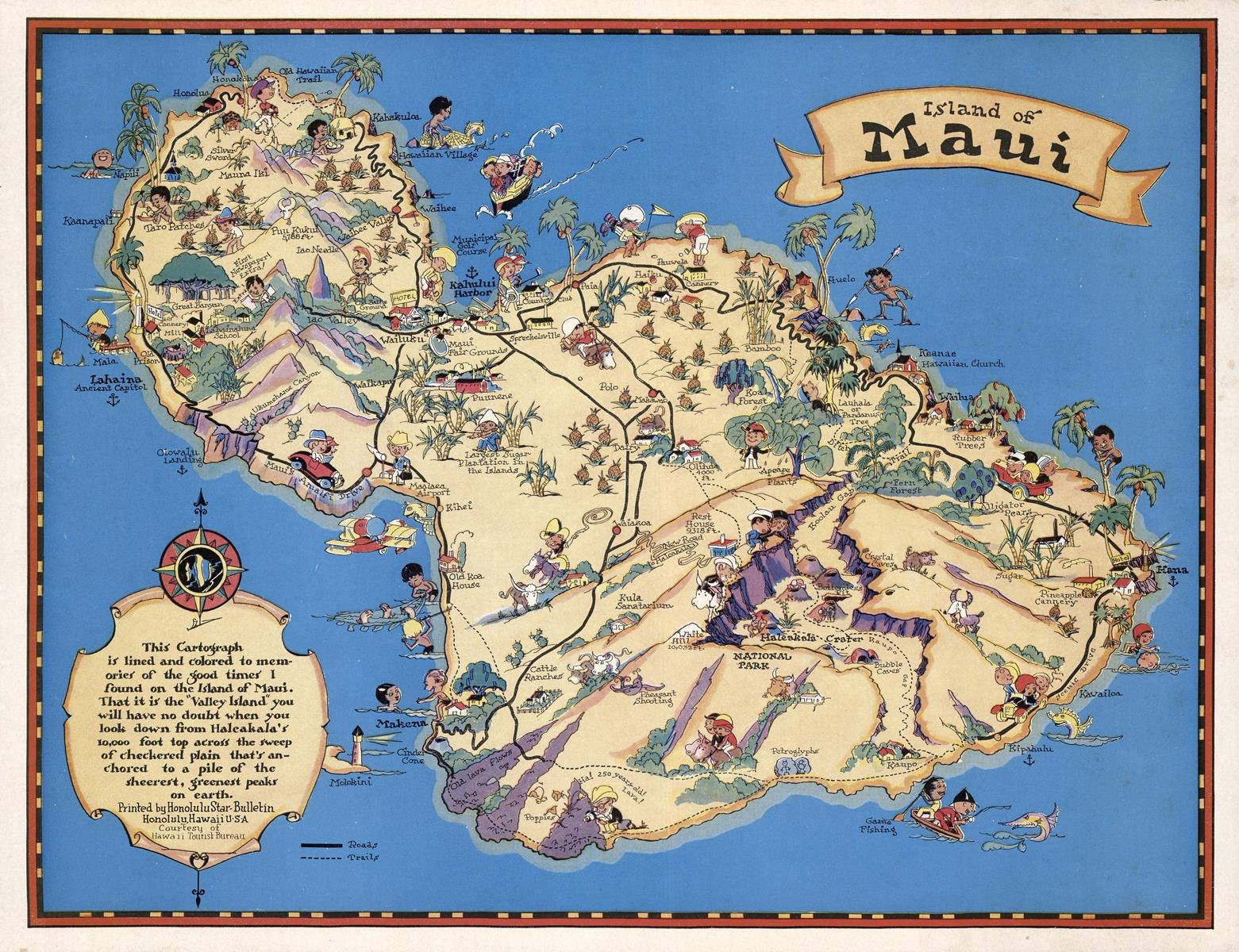 Beautiful set of 5 pictorial maps Hawaii Kauai Maui Oahu | Etsy