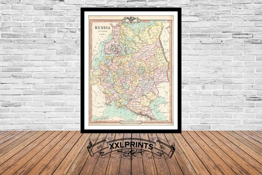 Old Map of Russia, European Part, 1850, Cruchley's Maps, Fine ...