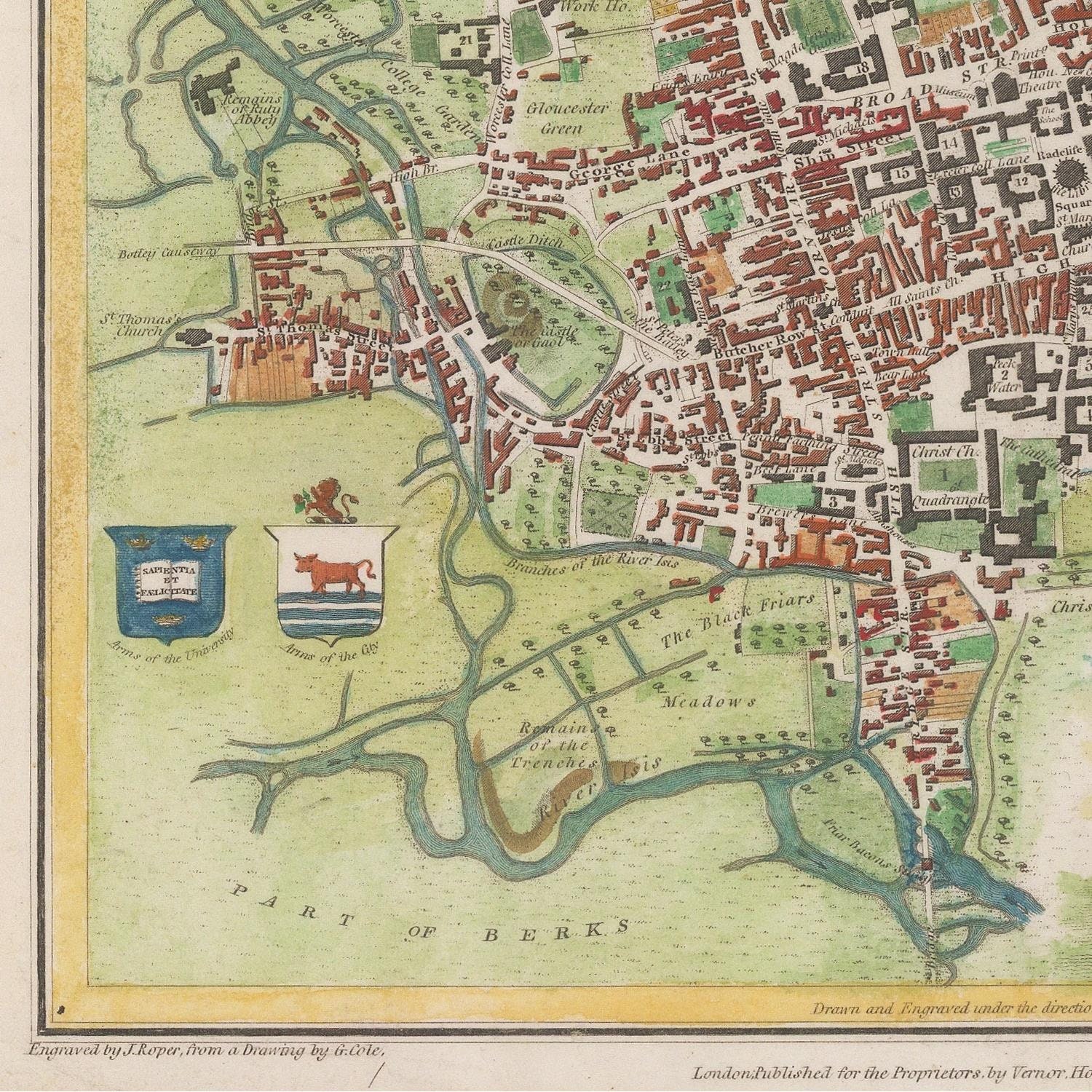 Antique Oxford Map Print: 1808 City Plan Reproduction - Etsy