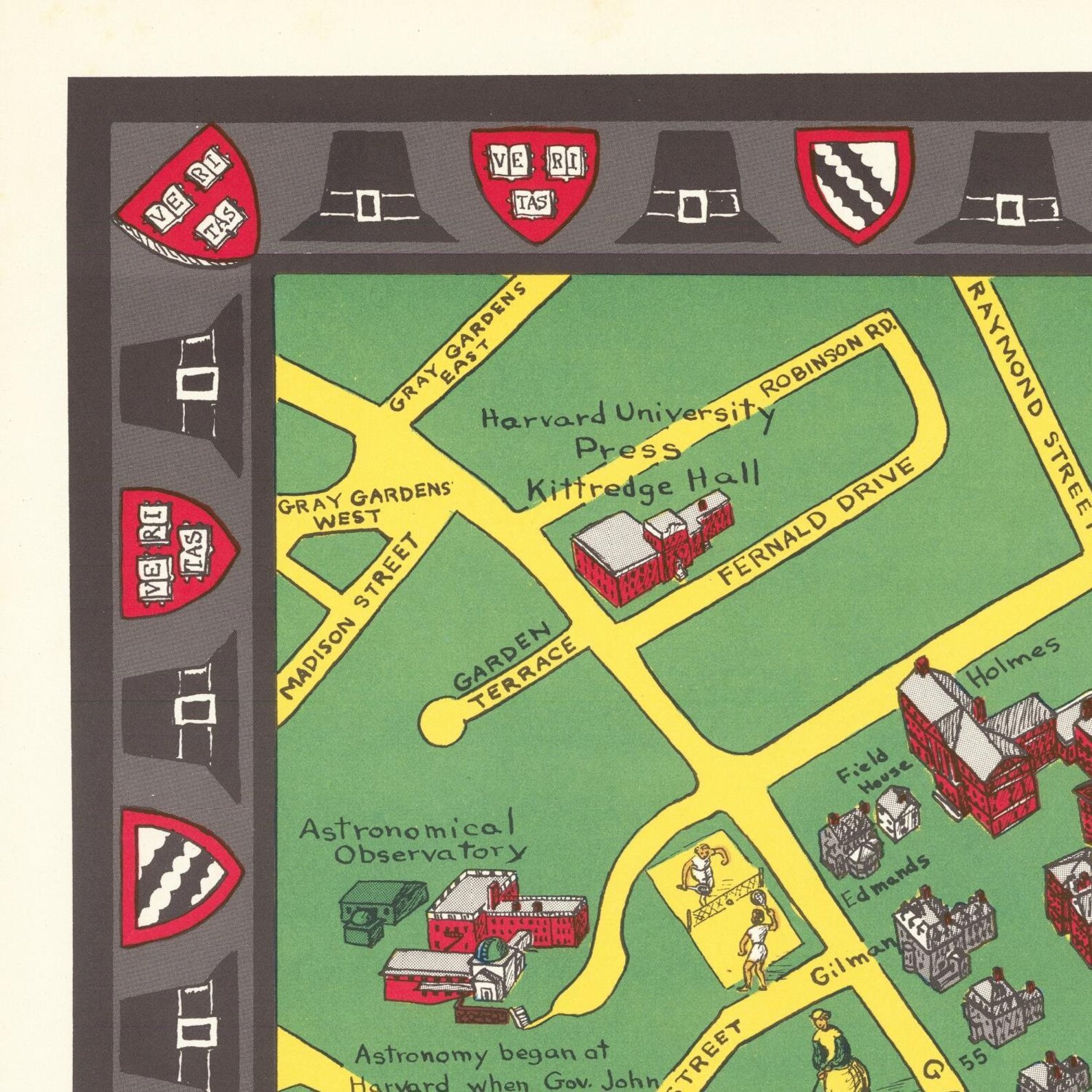 Harvard University Map Print: 1959 Pictorial Campus Art - Etsy