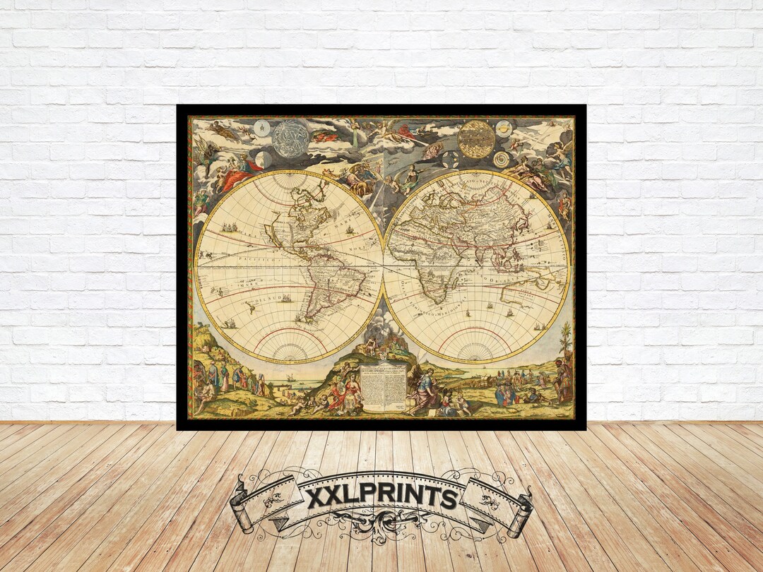 1700 World Map Print: Extremely Rare Fine Art Reproduction - Etsy