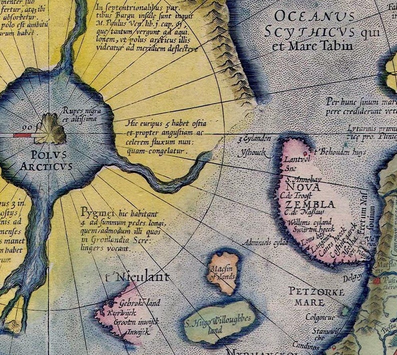 Ancient Map of North Pole 1595 Very Rare Map Antique Decor - Etsy Denmark