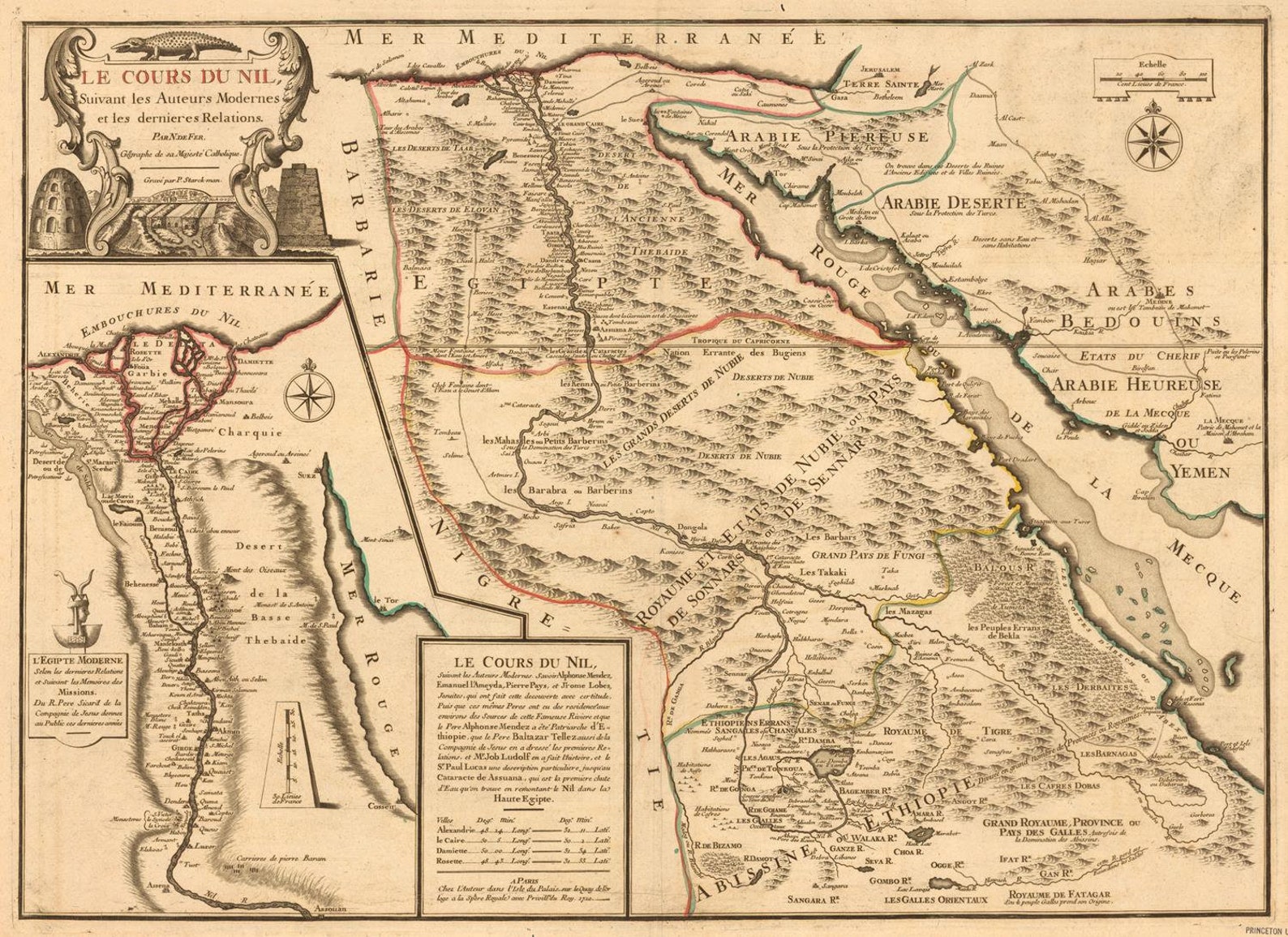 Antique Map of Egypt 1720: Course of the Nile, Fine Art Print - Etsy