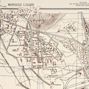 Old Map of Marrakech, Morocco, 1935, Fine Reproduction, Antique Decor ...