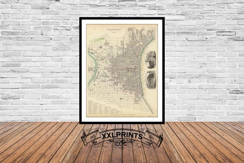 Old Map of Philadelphia 1840 City Plan Antique Map Fine | Etsy