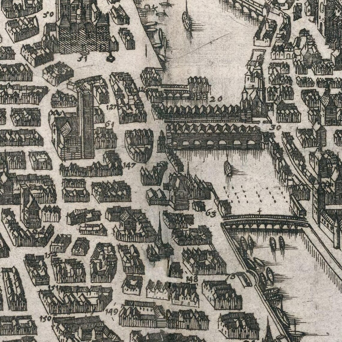 Ancient map of Paris 1620 bird's eye view fine | Etsy