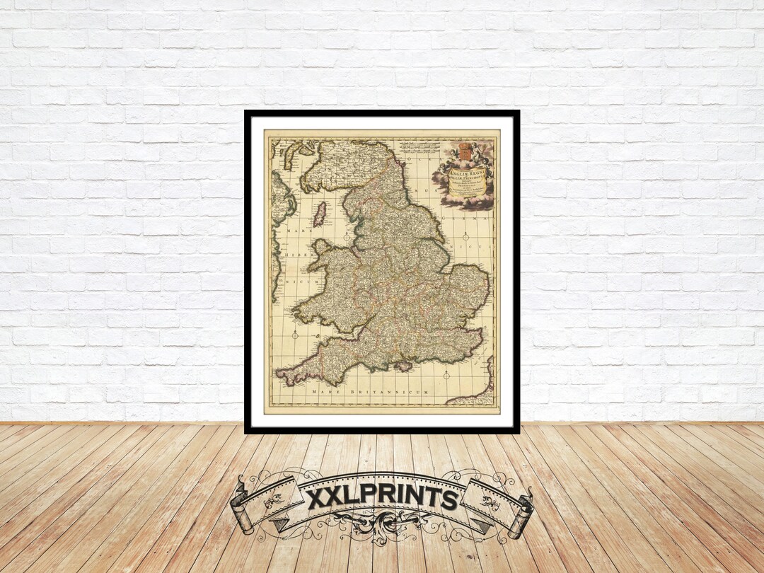 Antique England & Wales Map Print: 1680 Fine Art Reproduction - Etsy