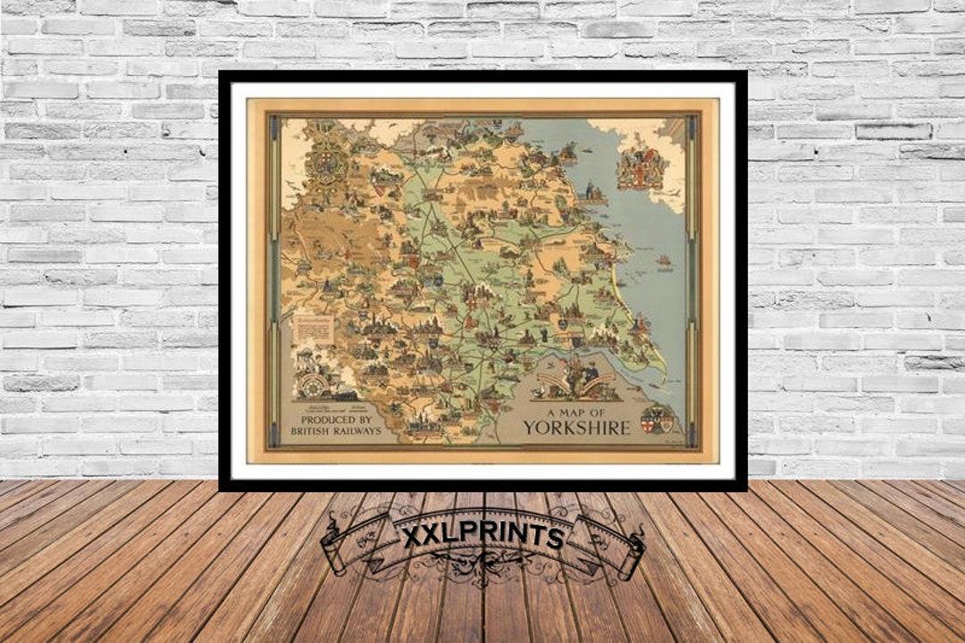 Yorkshire Map Print: 19th Century Pictorial Fine Art Reproduction - Etsy