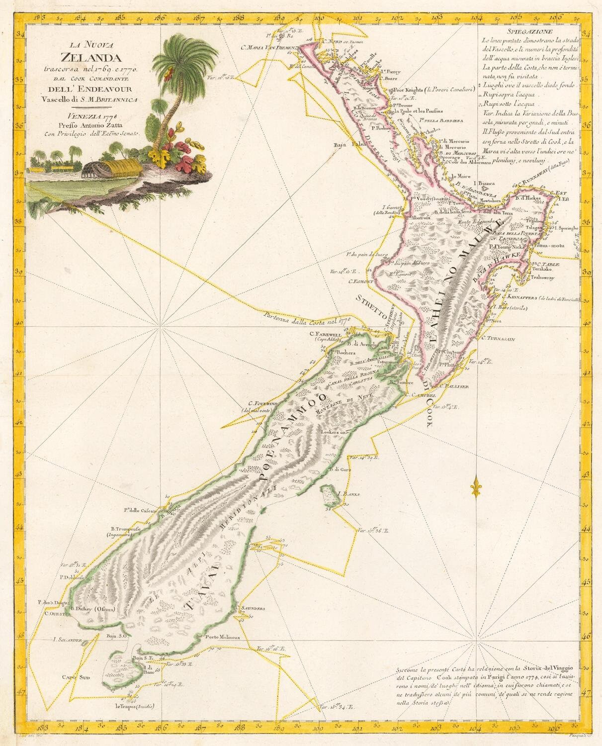 New Zealand Map Print: 1778 Antique Reproduction, Fine Art Giclée - Etsy