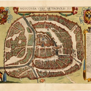 Moscow Map Print: 1617 Moscovia City Plan, Antique Decor - Etsy
