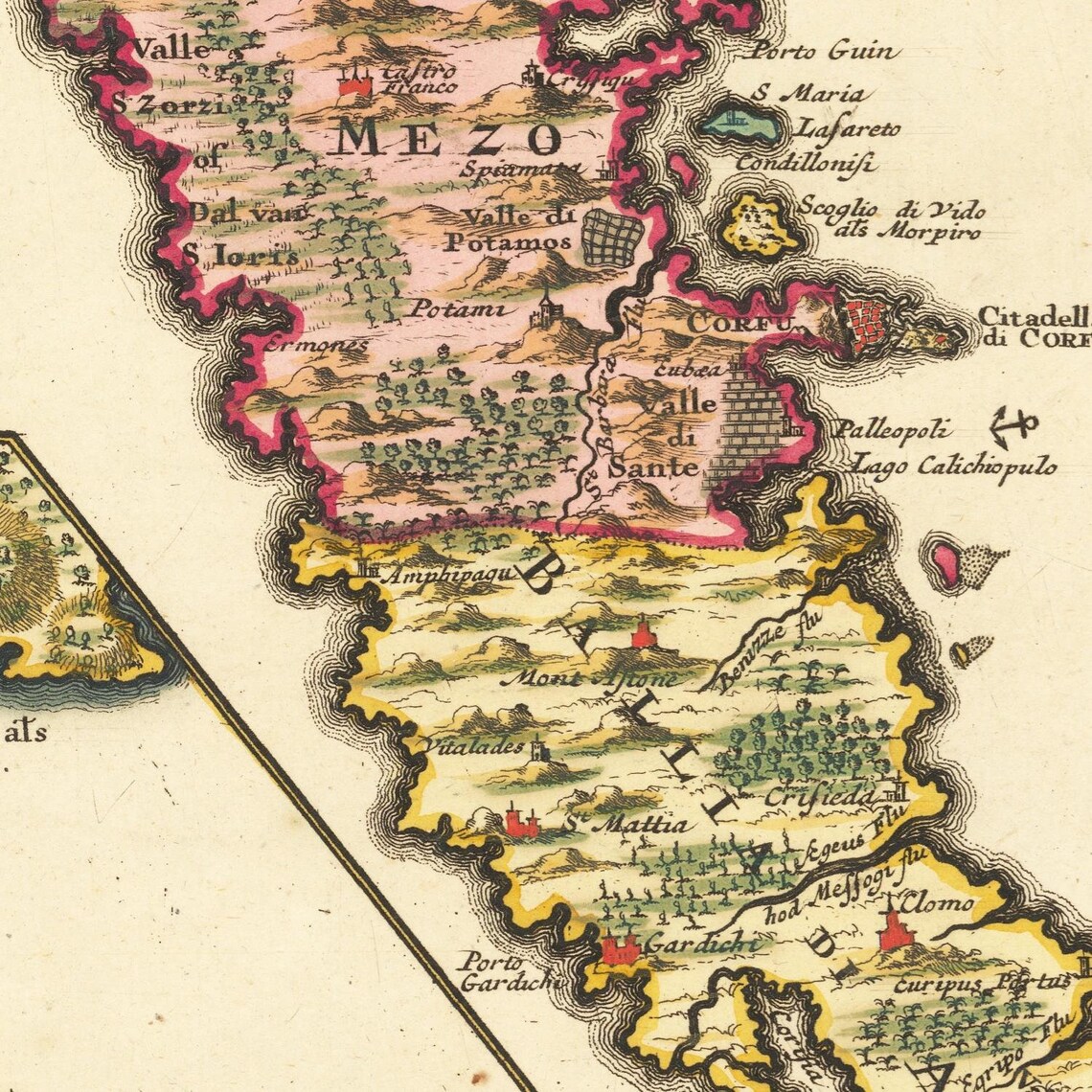 Corfu Map Print: 1730 Antique Reproduction, Fine Art Giclée - Etsy